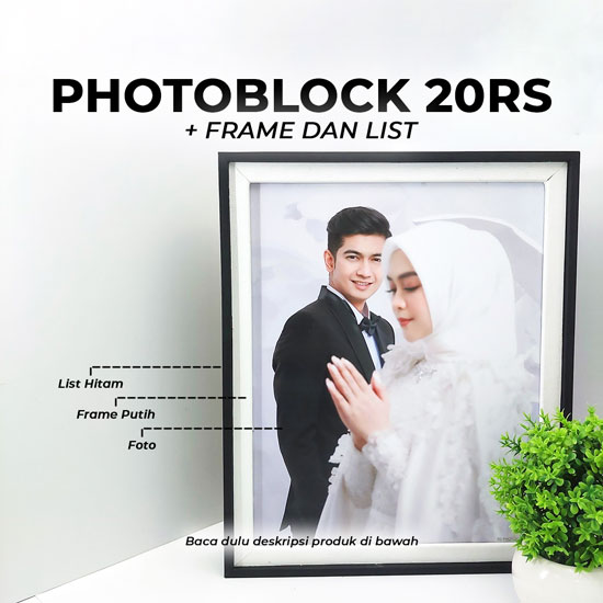 Photoblock +Frame Putih & List 20RS (50X75cm) | Cathay Digital Printing