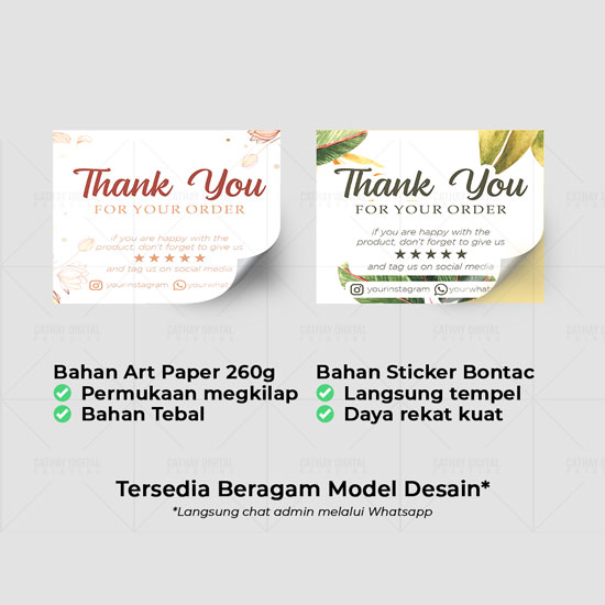 Thank You Card Sticker Bontak/Cromo | Cathay Digital Printing